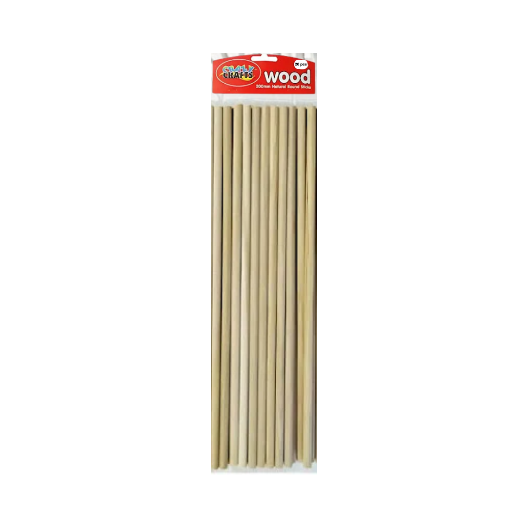 Crazy Crafts Round Wooden Sticks 300mm - 20psc – Honey Bee Online