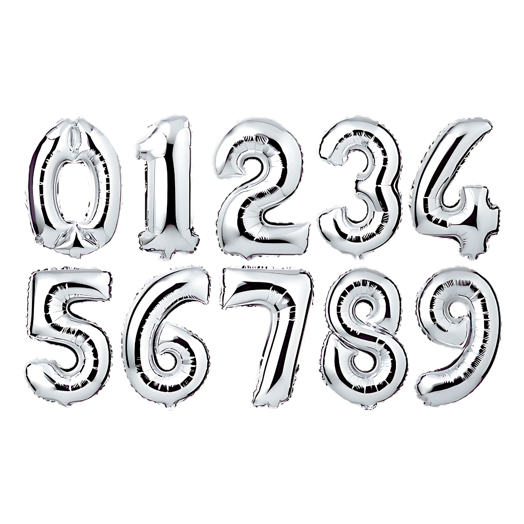 Foil Numbers Balloons - Silver – Honey Bee Online